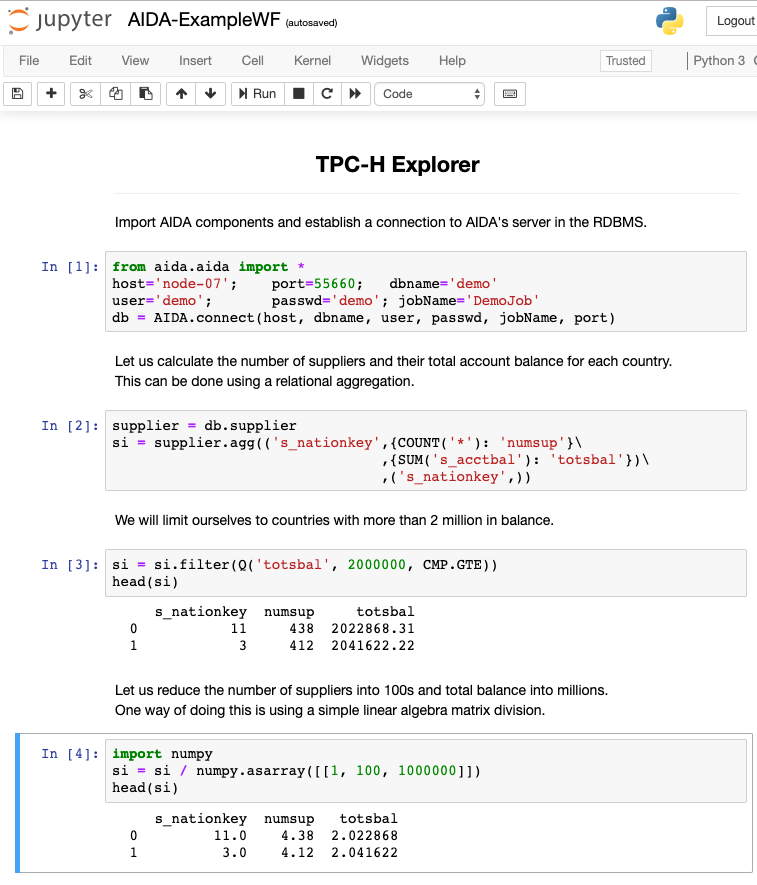 AIDA - An Agile Abstraction for Advanced In-database Analytics